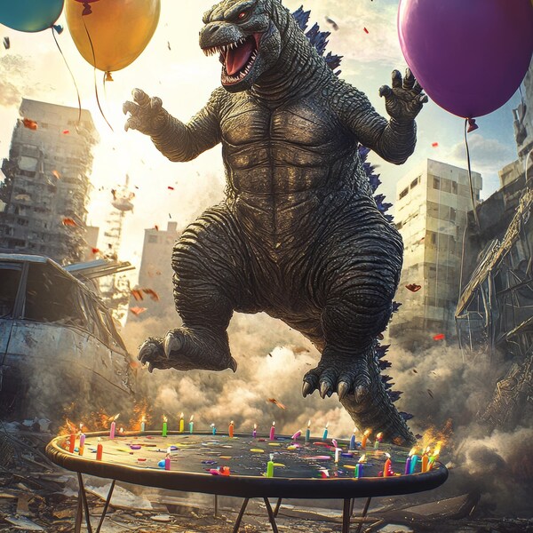 Godzilla Balloon Fiesta Digital Download - Fun Monster Art for ...