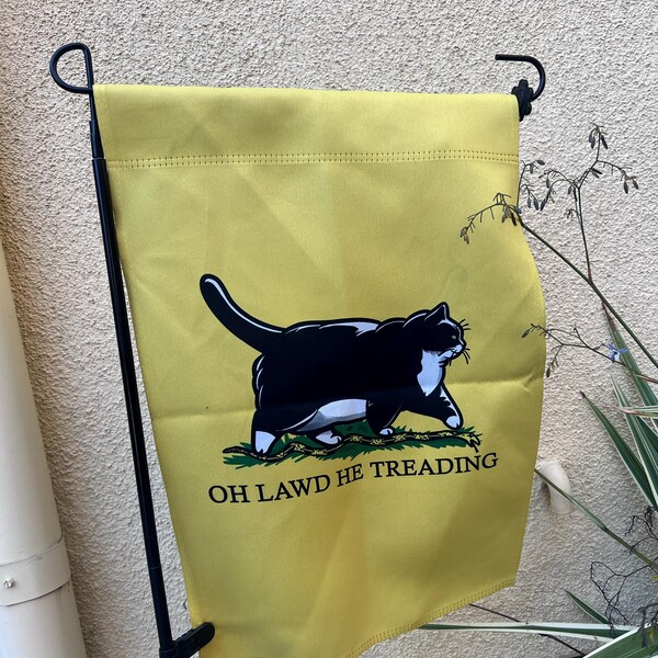 Oh Lawd He Treading Tuxedo Cat Gadsden Flag Meme Art Garden Flag - Etsy