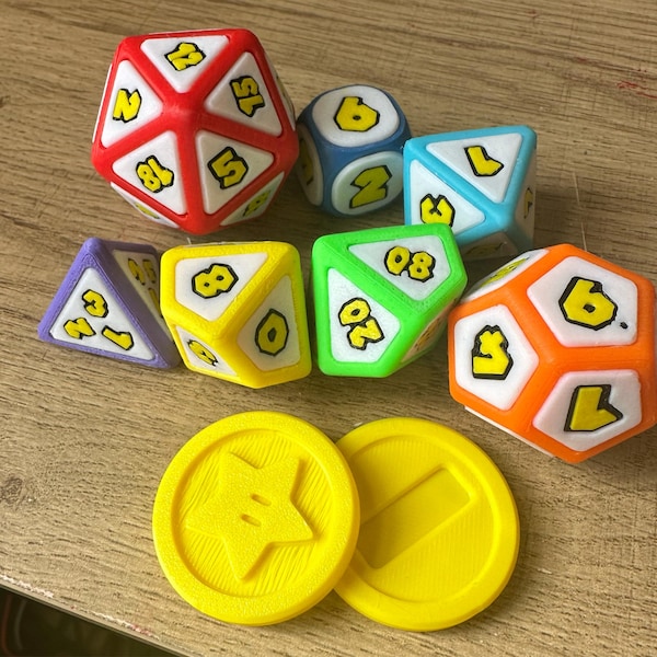 Dnd Dice Set Mario Themed - Polyhedral Dice for RPG - D4 D6 D8 D10 D ...