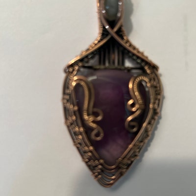 Natural Amethyst, Moonstone Pendant Copper Wire Wrapped Pendant ...
