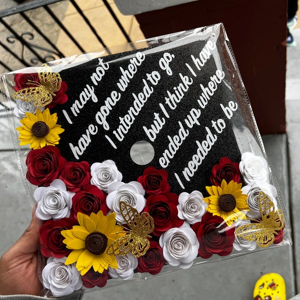 Graduation Cap Topper With 3D Roses, Sunflowers and Butterflies ...