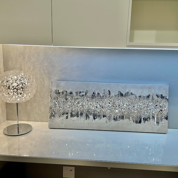 RHINESTONE WALL ART, Crystal Wall Art, Crushed Mirror Art, Minimalist ...