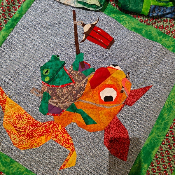 The Quest | Frog and Goldfish FPP Quilt Pattern | Instant PDF Download ...