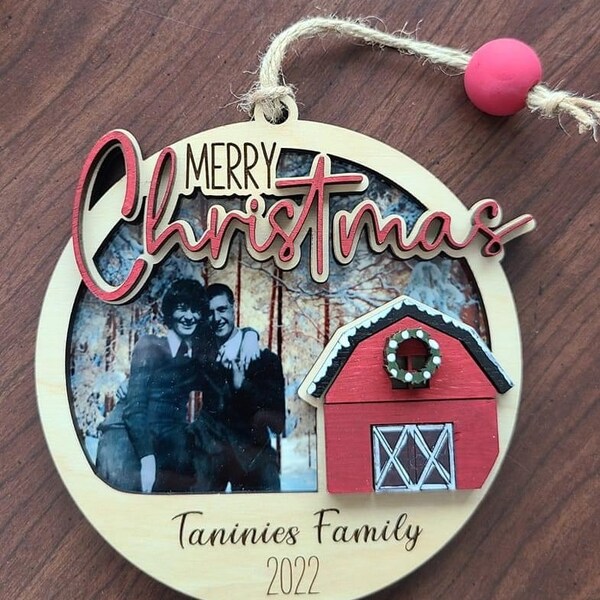 Barn & Windmill Christmas Tree Ornament, Farm Family, Merry Christmas ...
