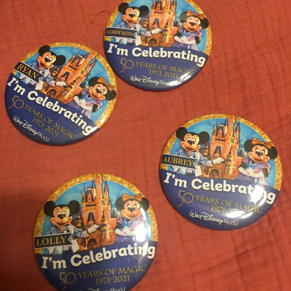 WDW Walt DISNEY WORLD 50th Anniversary Park Button Disney Park Button ...