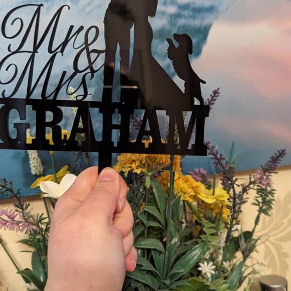 Personalised Wedding Cake Topper With Bride Groom and Cocker Spaniel ...