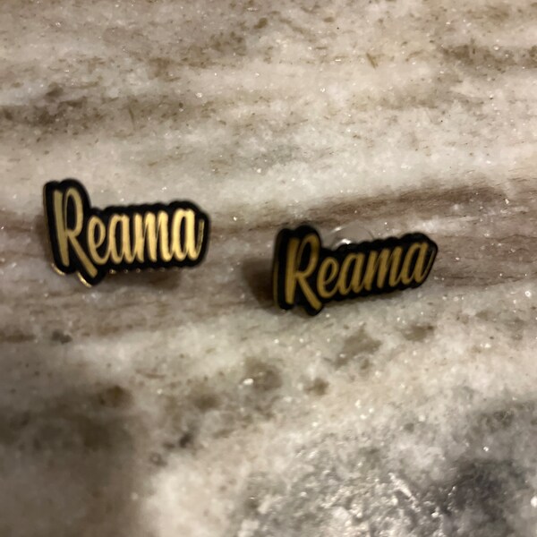 Personalized Custom Black and Gold Post Stud Earrings Name Plate Laser ...