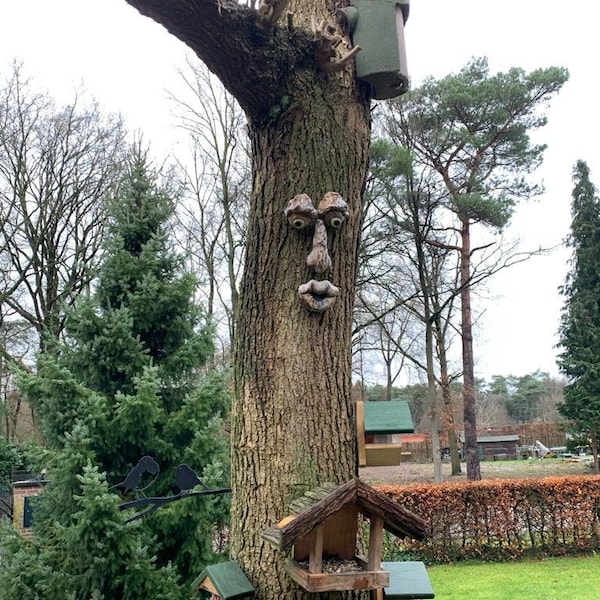Forrest Stump - Concrete Tree Face Whimsical Gardeners Gift Forest Face ...