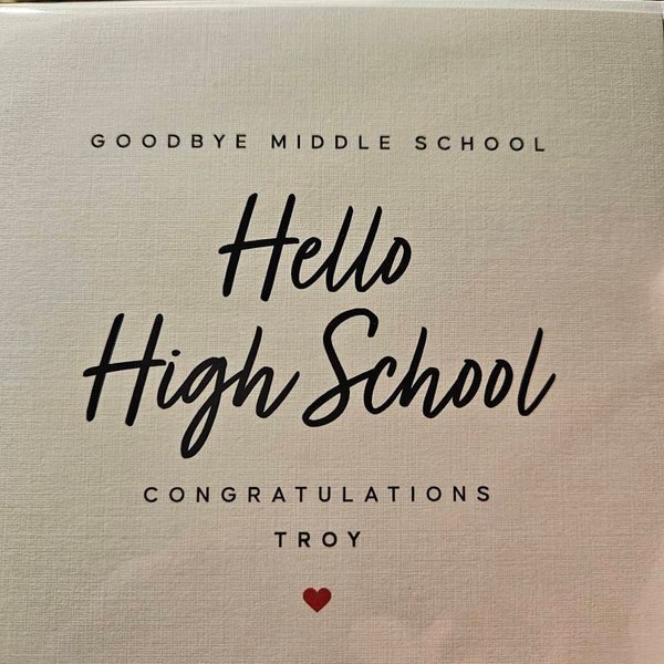 Middle School Graduation Card, for Girl, for Boy, Personalized Middle ...