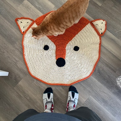 CAT RUG / Crochet Cat Rug / Crochet Heart Rug / Crochet Cat - Etsy