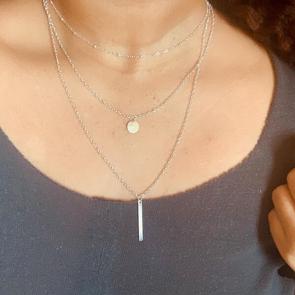 Silver or Gold Multi Layer Necklace Set, Gold Layered Stacking Jewelry ...