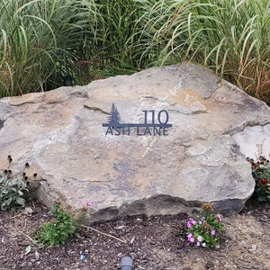 Custom Metal Home House Address Sign With Tree for Rock or | Etsy