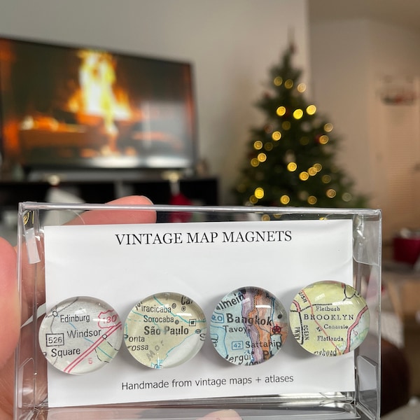 Custom Vintage Map Magnets, Set, You Pick the Locations, Map Gifts ...