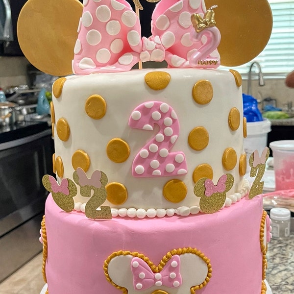 Two Minnie Mouse Cake Topper, Two Cake Topper, 2nd Birthday Minnie ...