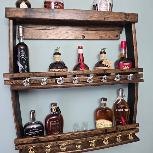 Wall Mounted Bar/barrel Staves/whiskey Barrel Shelf/man Cave Furniture ...