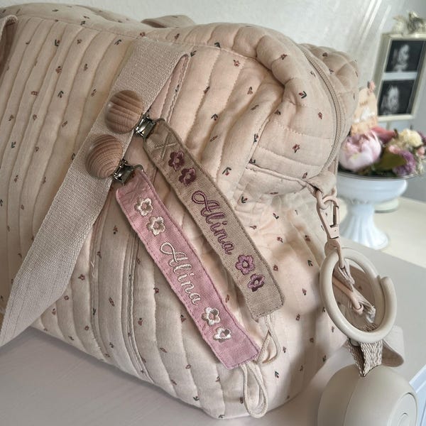 Personalized Pacifier Clip Holder / Embroidered Name / Custom Boho ...