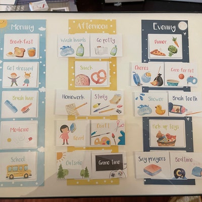 Visual Schedule Kids Daily Routine Chart 80 Cards Chores School ...