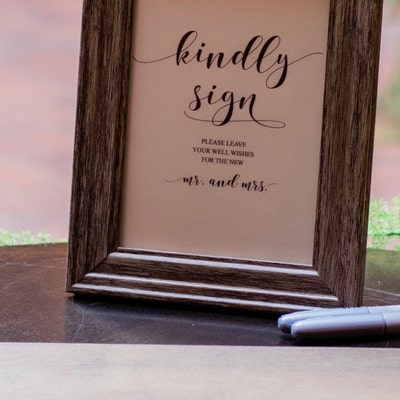 Kindly Sign Guest Book Sign, Wedding Sign, Reception Sign, Guestbook ...
