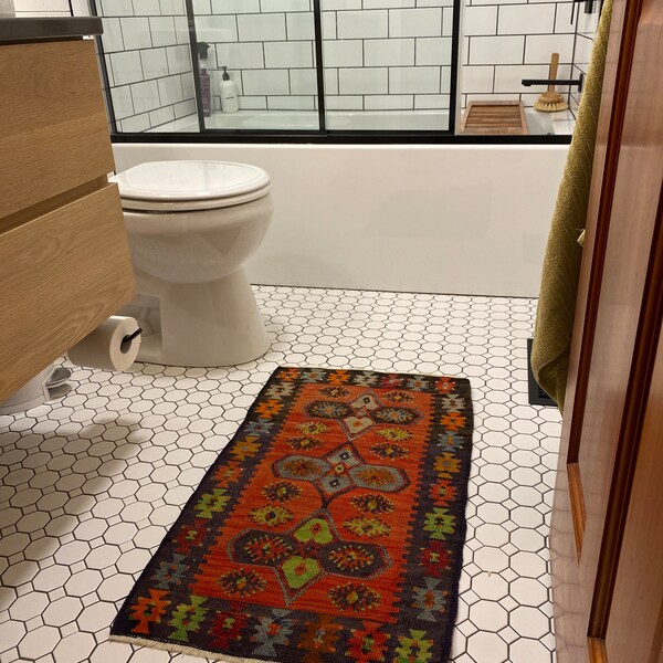 Colorful Runner Rug, Vintage Rag Runner Rug, Scandinavian Rag Rug ...