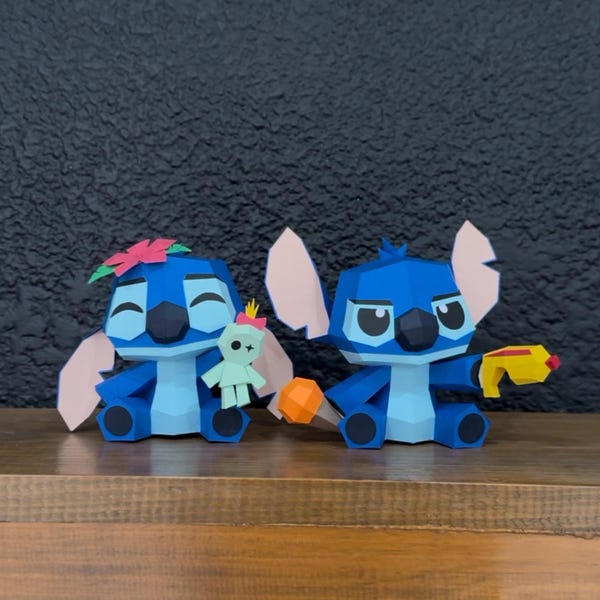Stitch Papercraft 3D – Low Poly Template Pdf, Svg, Dxf | DIY Lilo ...
