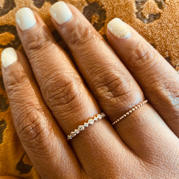 Minimalistic 14k Tiny Gold ball Ring | Ball Beaded Soft Chain Ring ...