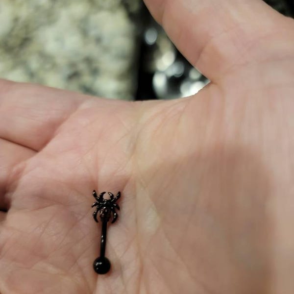 16G Skull Head Spider Curved Rook Earring/eyebrow Ring/vertical Labret ...