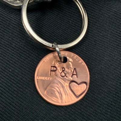 Penny Keychain, Couples Keychain, Lucky Penny, Anniversary Gift ...