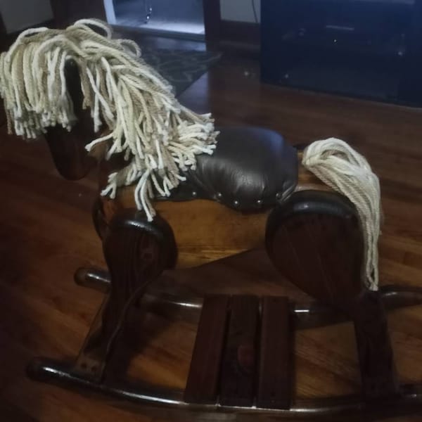 Traditional, Wooden, Hand Carved, Arabian Rocking Horse on Bow Rockers ...