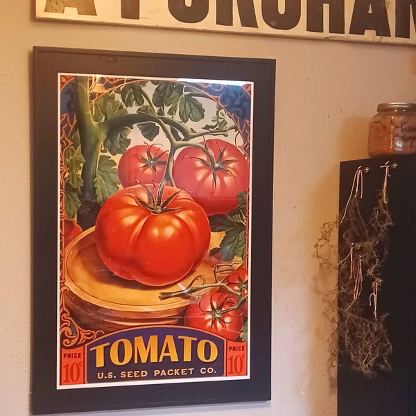 Tomato Seed Packet Poster or Canvas Print. Vintage Kitchen Wall Art ...