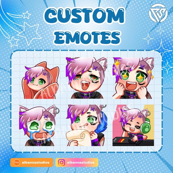 Custom Twitch Emotes, Animated Emotes, Vtuber Emotes, Kick Emotes, Sub ...