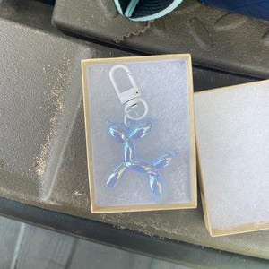 Cute Glass Bead Keychain Sterling Silver Purple Tulip Flower Pink ...