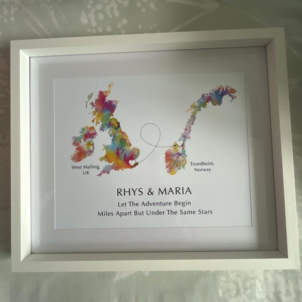 Moving Abroad Gift, Personalised Watercolour Style Map Print, Travel ...