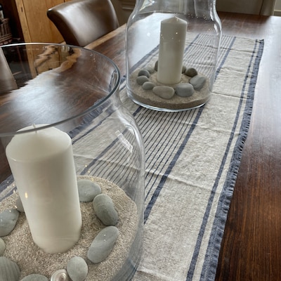 French Style Linen Table Runner, Striped Linen Table Runner ...