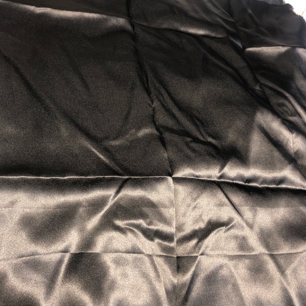 Black 100% Pure Silk Charmeuse Fabric - Designer Solid Lining Cloth by ...
