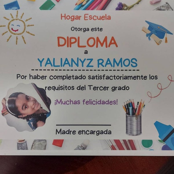 Spanish Diploma/certificate Personalized End of School Year, Graduation ...