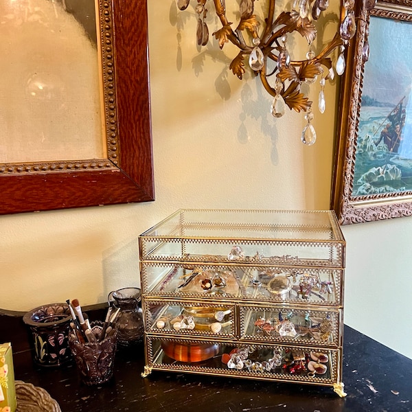 Personalized Glass Jewelry Box | Premium Tempered Glass With Golden ...