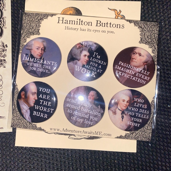 Hamilton Pinback Button Set - Pins Badges Broadway Show Musical ...