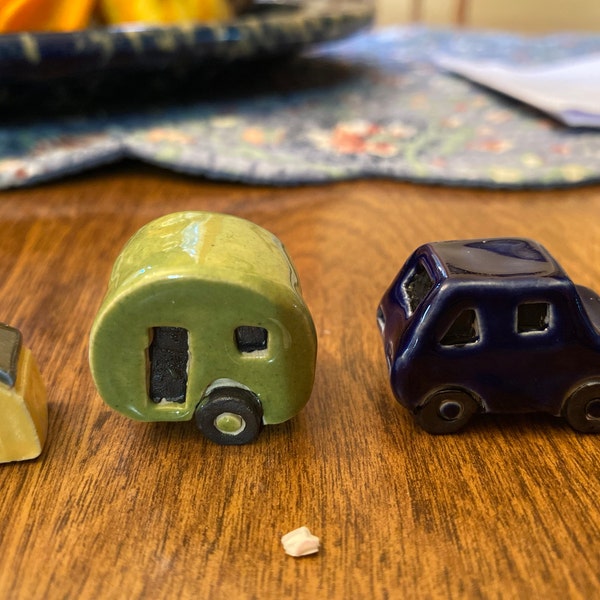 Miniature Ceramic Cars - Various Colour Glazed Stoneware Clay White ...