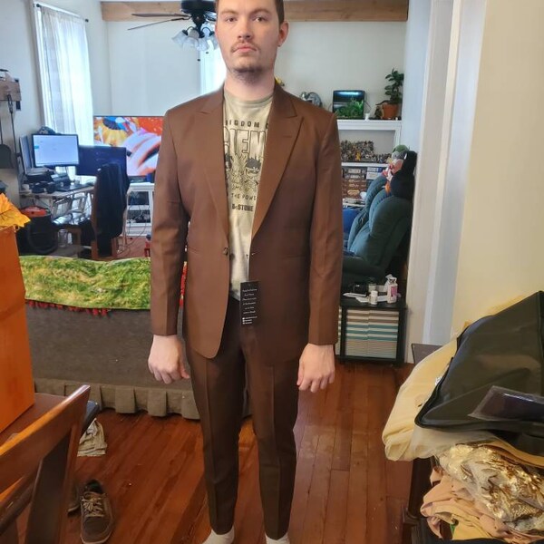 Menista Suit Elegant Two Piece Brown Mens Suit for Wedding, Engagement ...