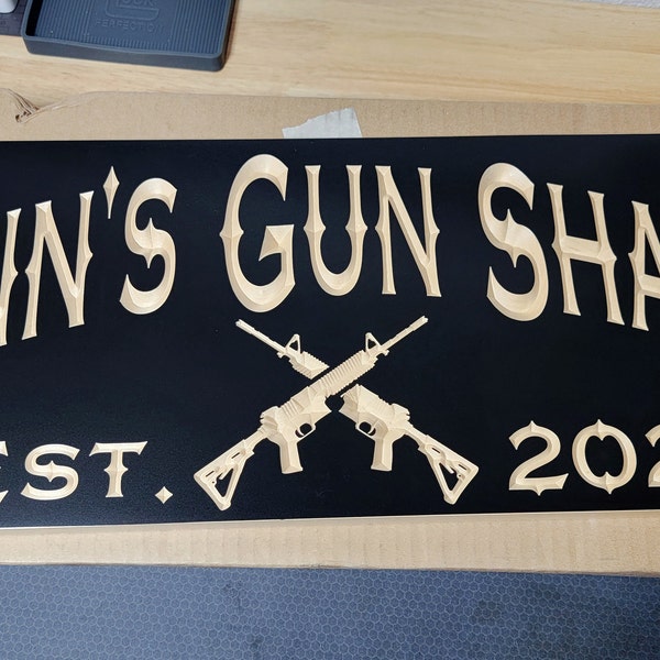 Gunsmith Room Sign Carved Wooden Sign Gifts for Hunters Man Cave Sign ...
