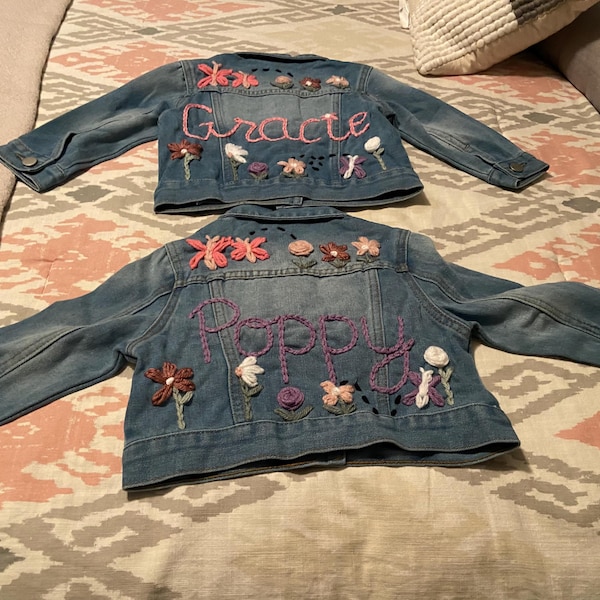 Hand Embroidered Denim Jackets. Personalized Denim Jackets, Girl Jacket ...