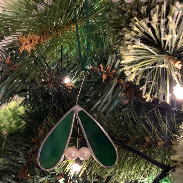 Stained Glass Mistletoe Ornament - Etsy UK