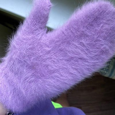 Women Winter Mittens, Wool Mittens, Fluffy Mittens, Cute Mittens, Pink ...