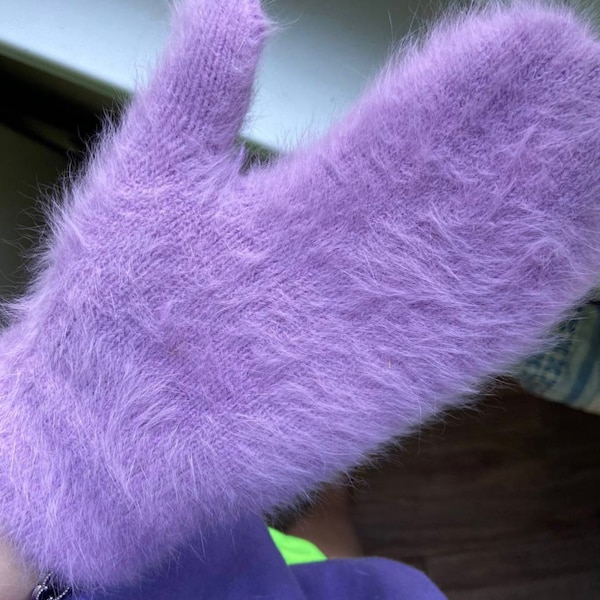 Women Winter Mittens, Wool Mittens, Fluffy Mittens, Cute Mittens, Pink ...