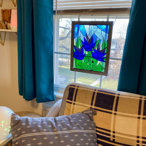 Stained Glass Mosaic Columbines Window Suncatcher - Etsy