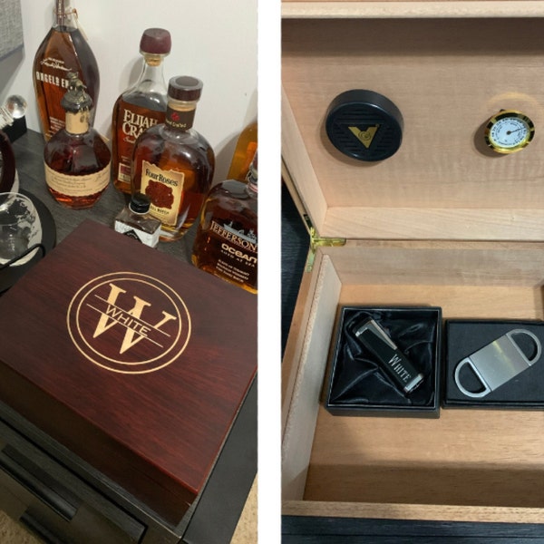 Personalized Cigar Accessory Kit, Humidor, Cigar Cutter, Lighter, Torch ...