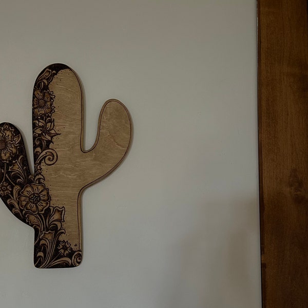Wooden Leather Effect Cactus, Western Decor, Desert Decor, Cactus Decor ...