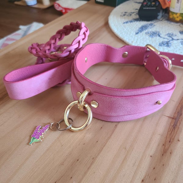 Bordo Leather Handmade Collar With Chain Leash for Women, Collar Choker ...