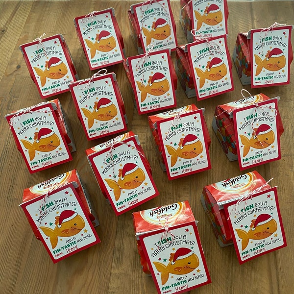 We FISH You a Merry Christmas Snack Tag Printable Goldfish Crackers ...