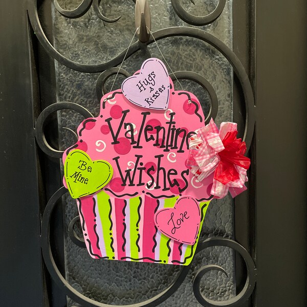 Valentines Door Hanger, Valentines Sign, Cupcake Sign, Cupcake Door ...